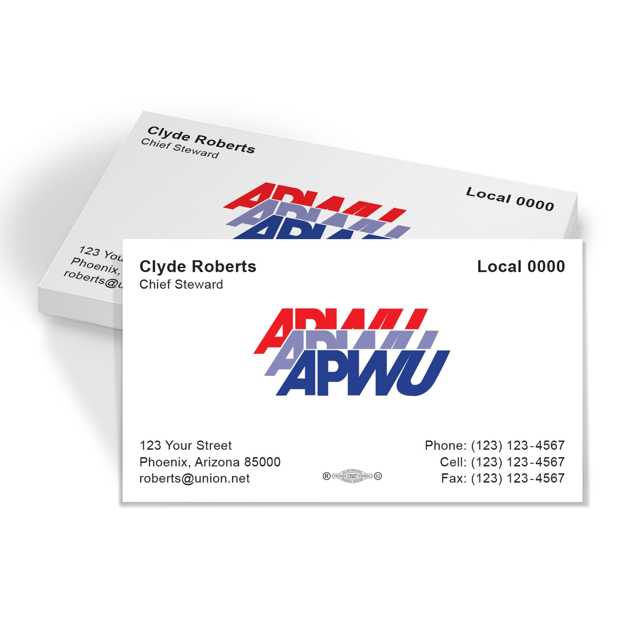 APWU Union Printed Business Cards - APWU-101 – Buttonsonline