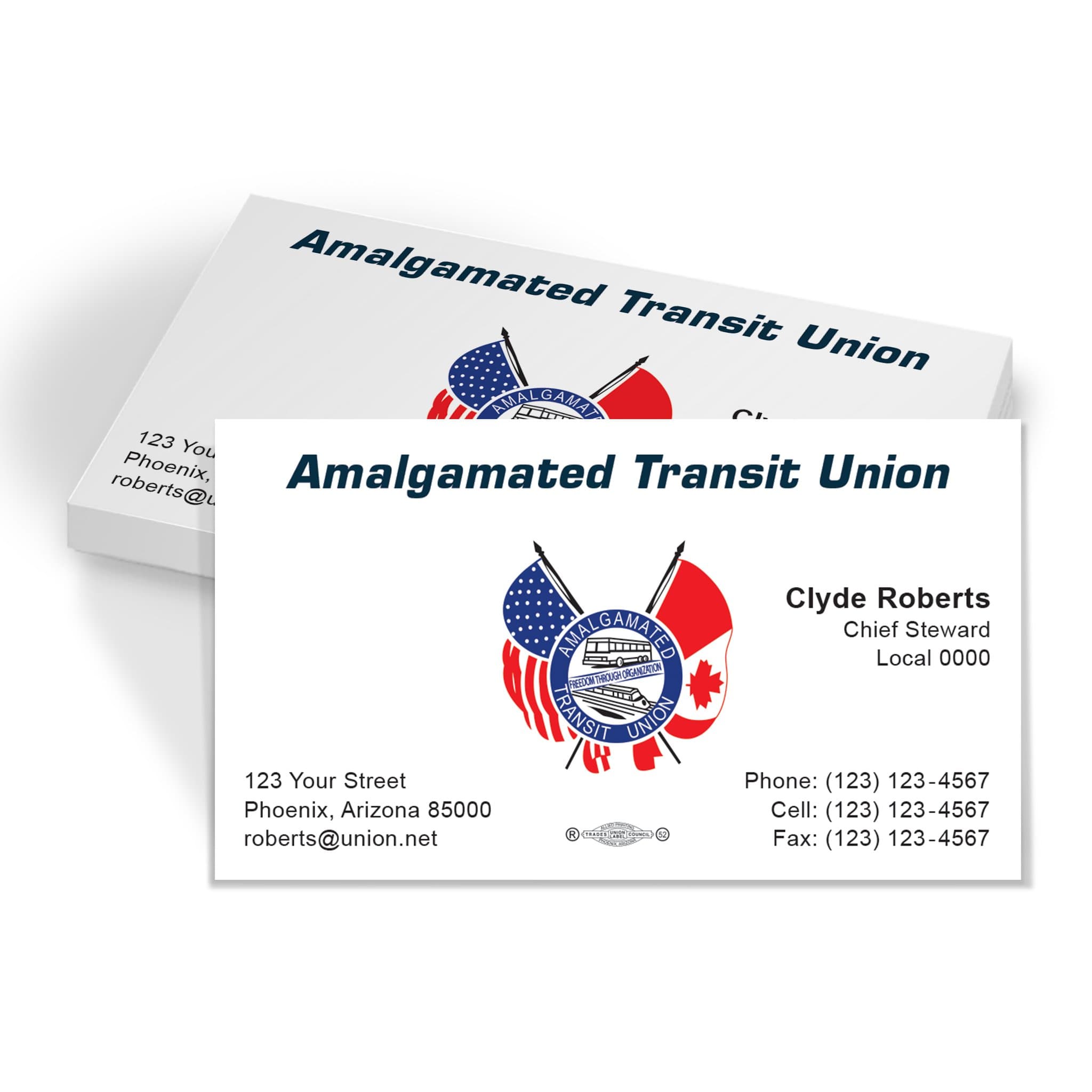 ATU Union Printed Business Cards - ATU-101 – Buttonsonline