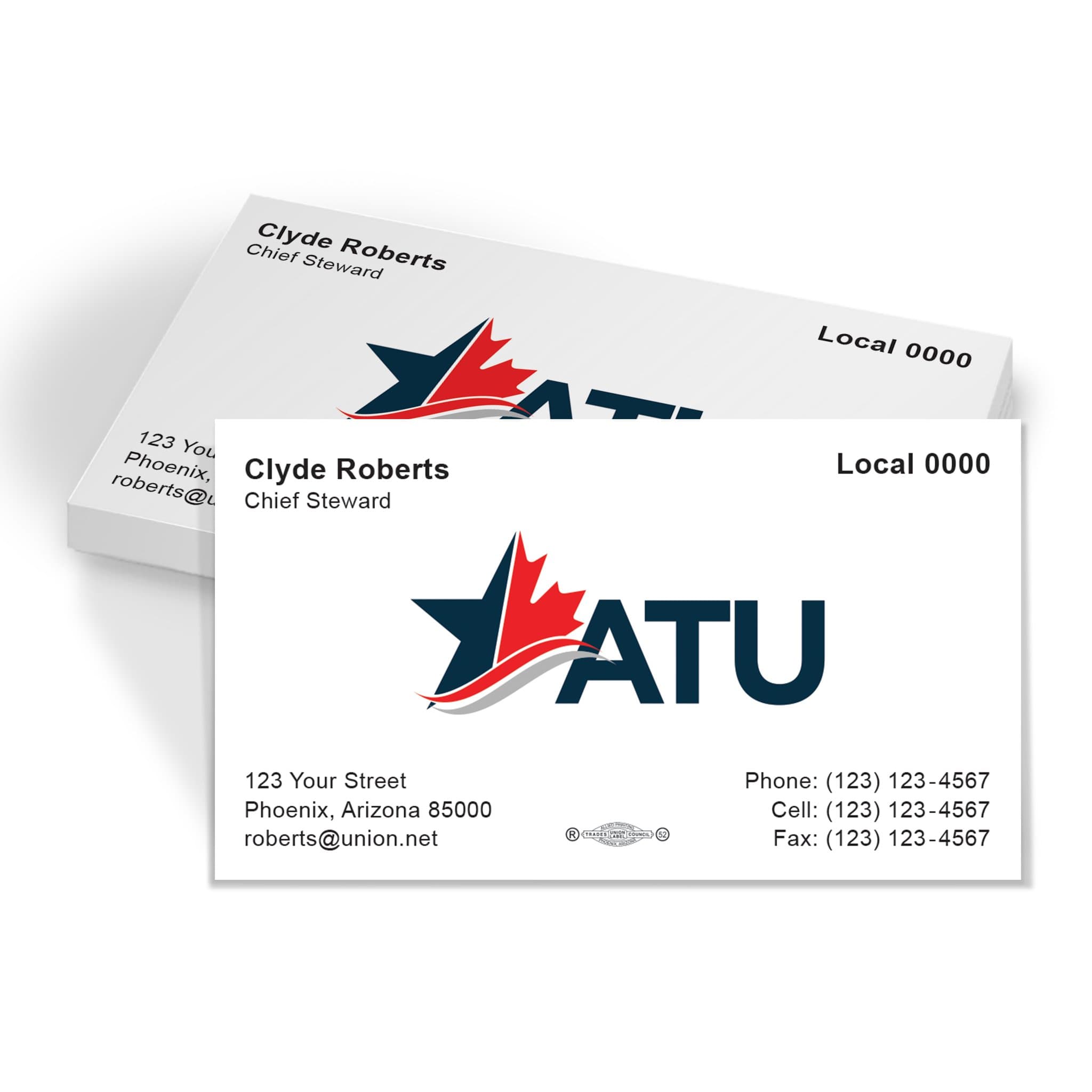 ATU Union Printed Business Cards - ATU-102 – Buttonsonline