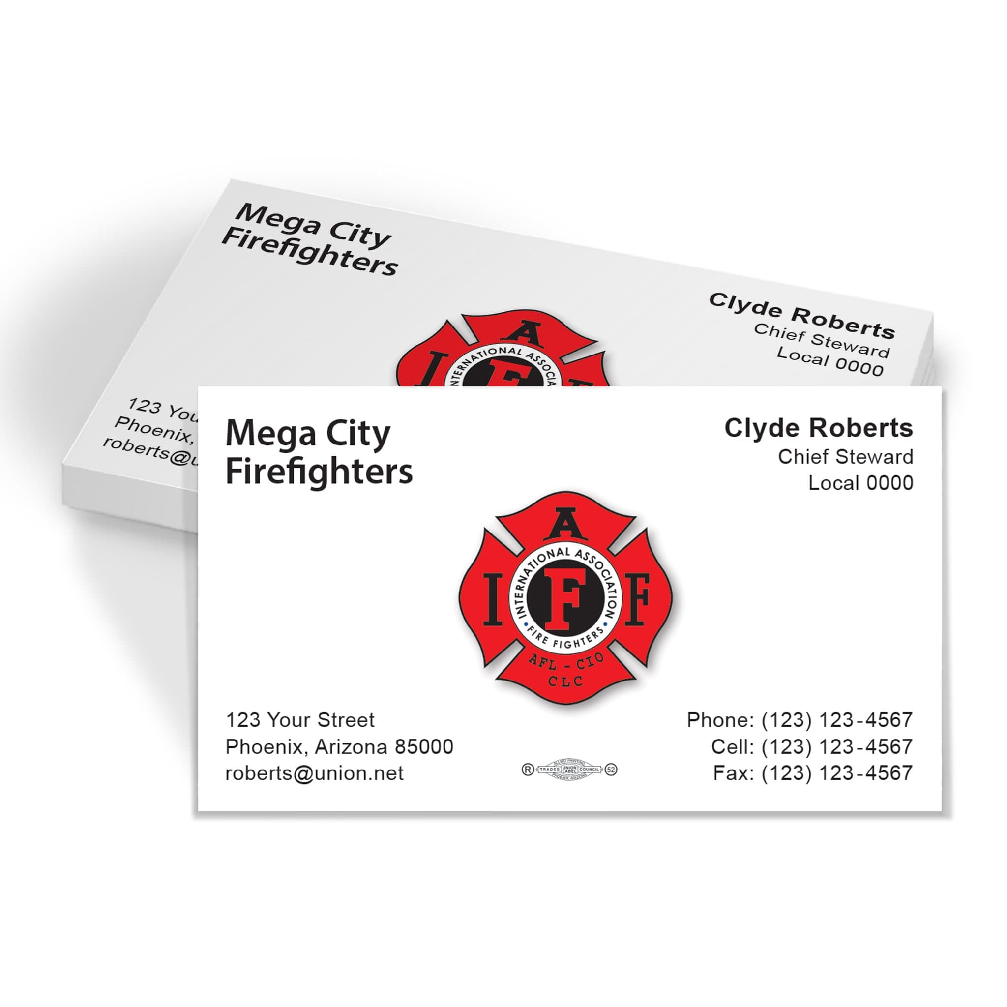 IAFF Union Printed Business Cards - IAFF-101 – Buttonsonline