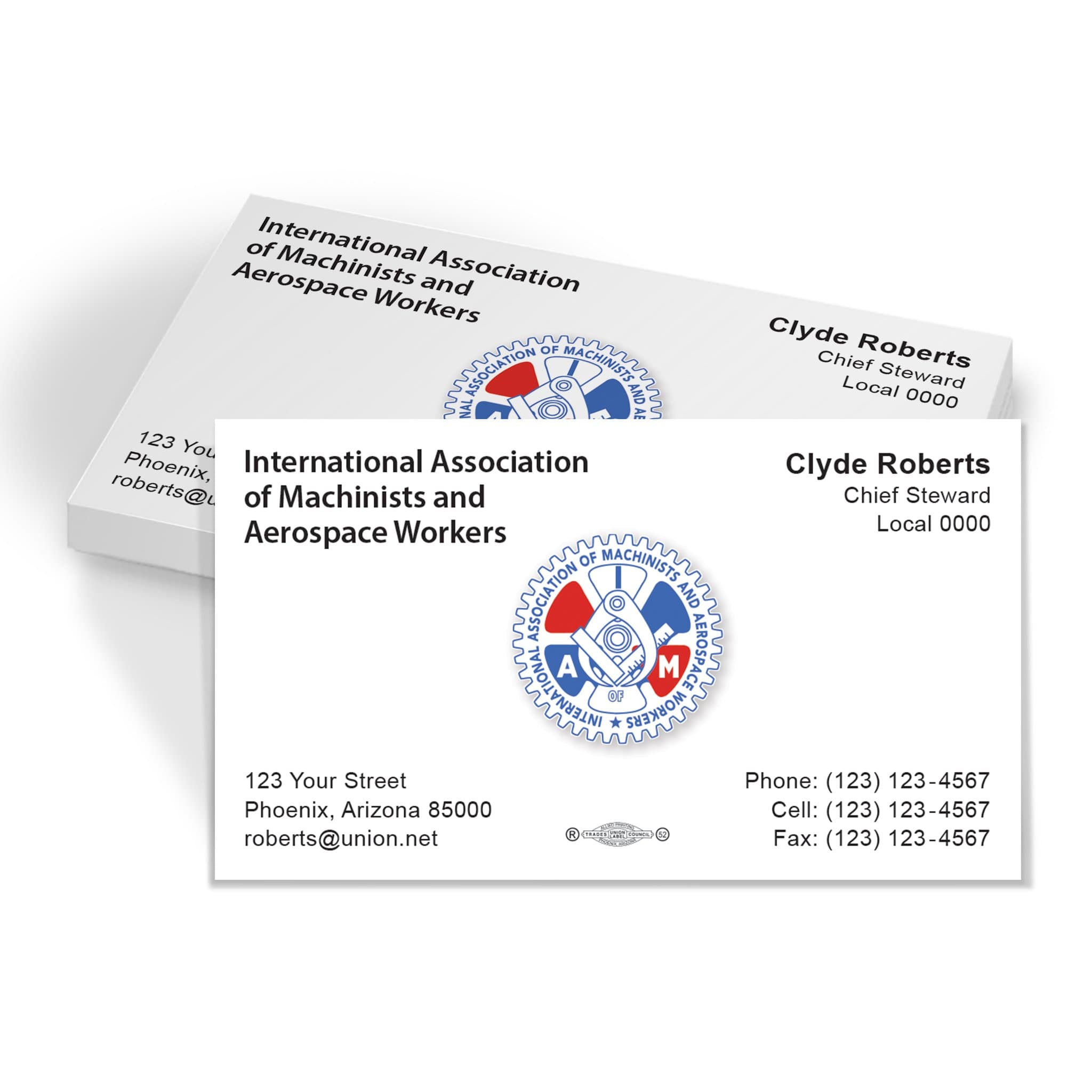 IAM Union Printed Business Cards - IAM-101 – Buttonsonline
