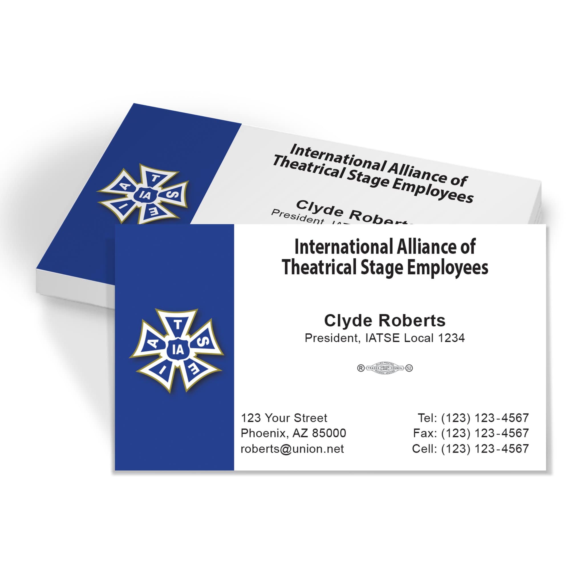 IATSE Union Printed Business Cards - IATSE-FB – Buttonsonline