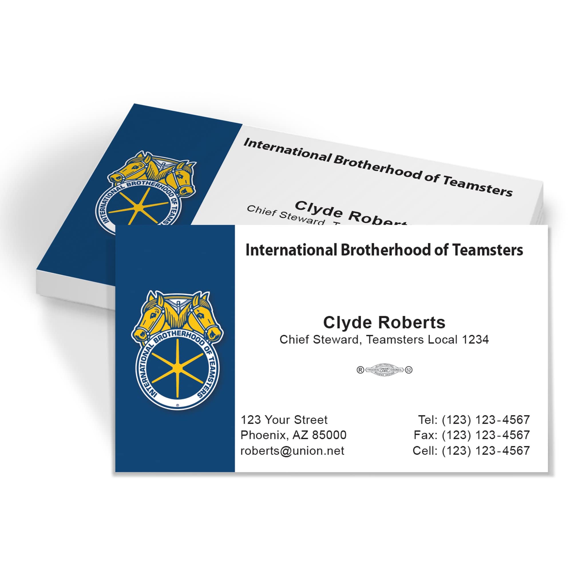 Teamsters Union Printed Business Cards - Teamsters-102-FB – Buttonsonline